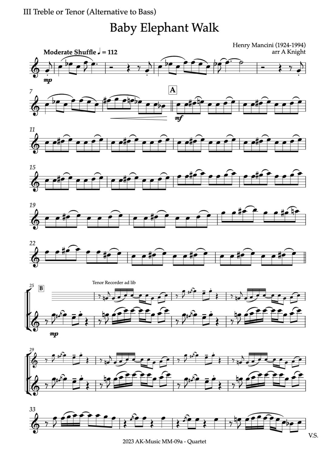 Baby Elephant Walk QUARTET – AK Music